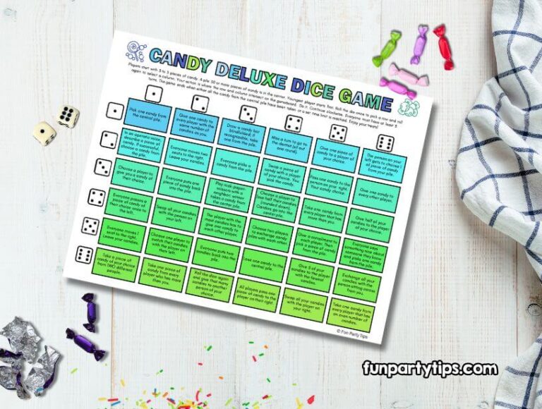 Try This FREE, Fun Candy Dice Game (Printable Included) | Fun Party Tips