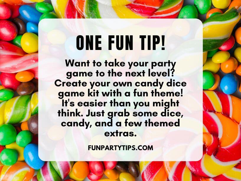 Try This FREE, Fun Candy Dice Game (Printable Included) | Fun Party Tips